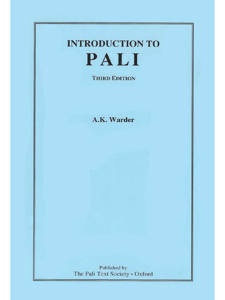 Warder 2001 Introduction to Pali | PDF