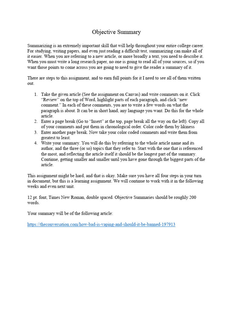 122 Objective Summary | PDF