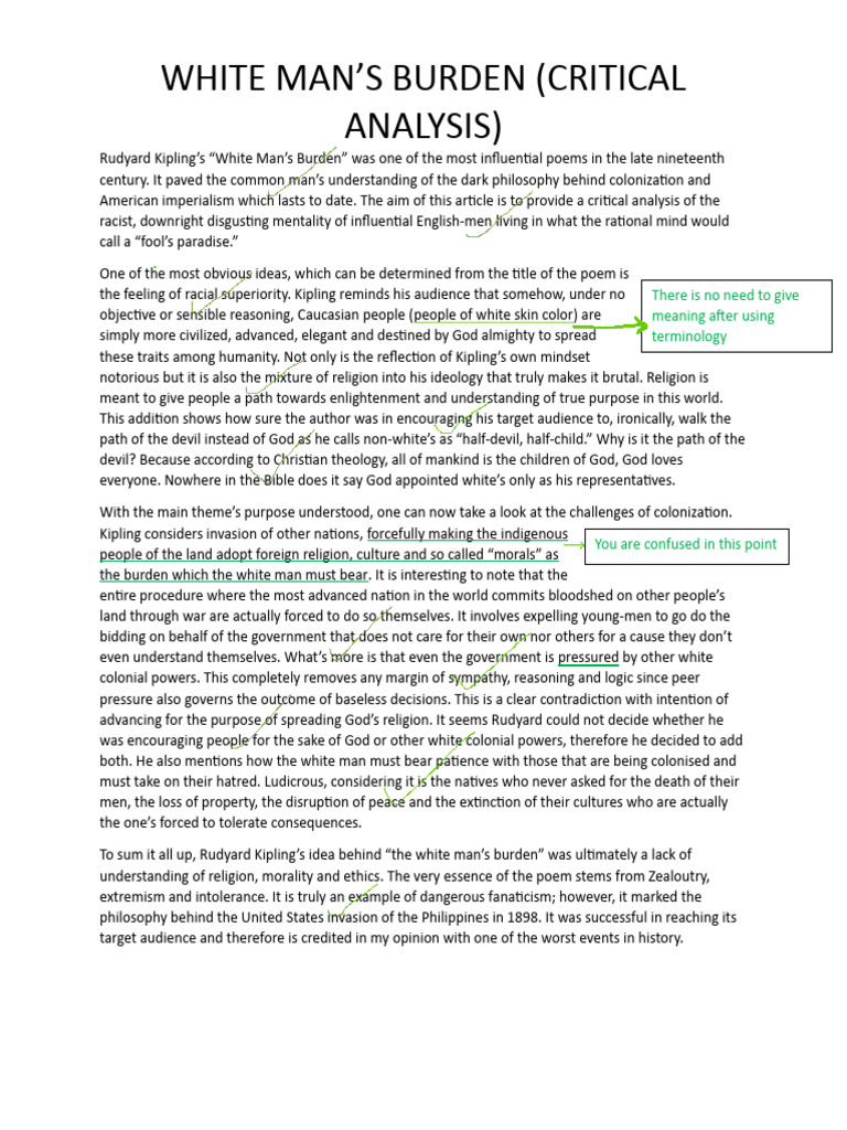 White Mans Burden CA | PDF | God | Rudyard Kipling
