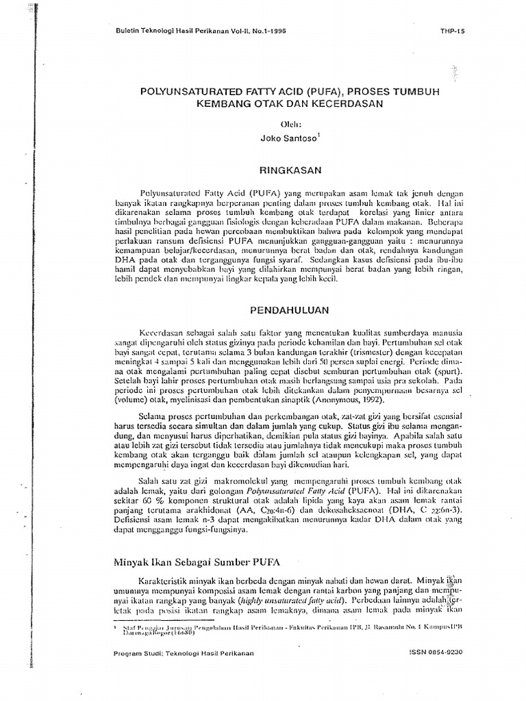 Polyunsaturated Fatty Acid (Pufa), Proses Tumbuh | PDF