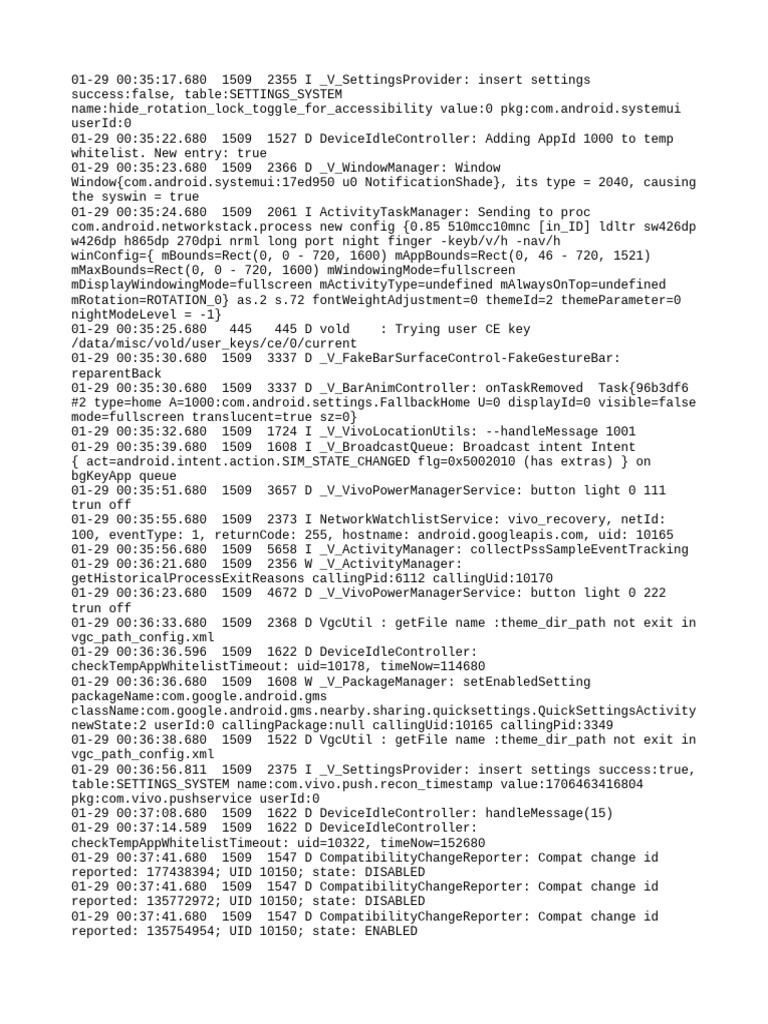 Android System Log Insights | PDF | Computing | Computer Science