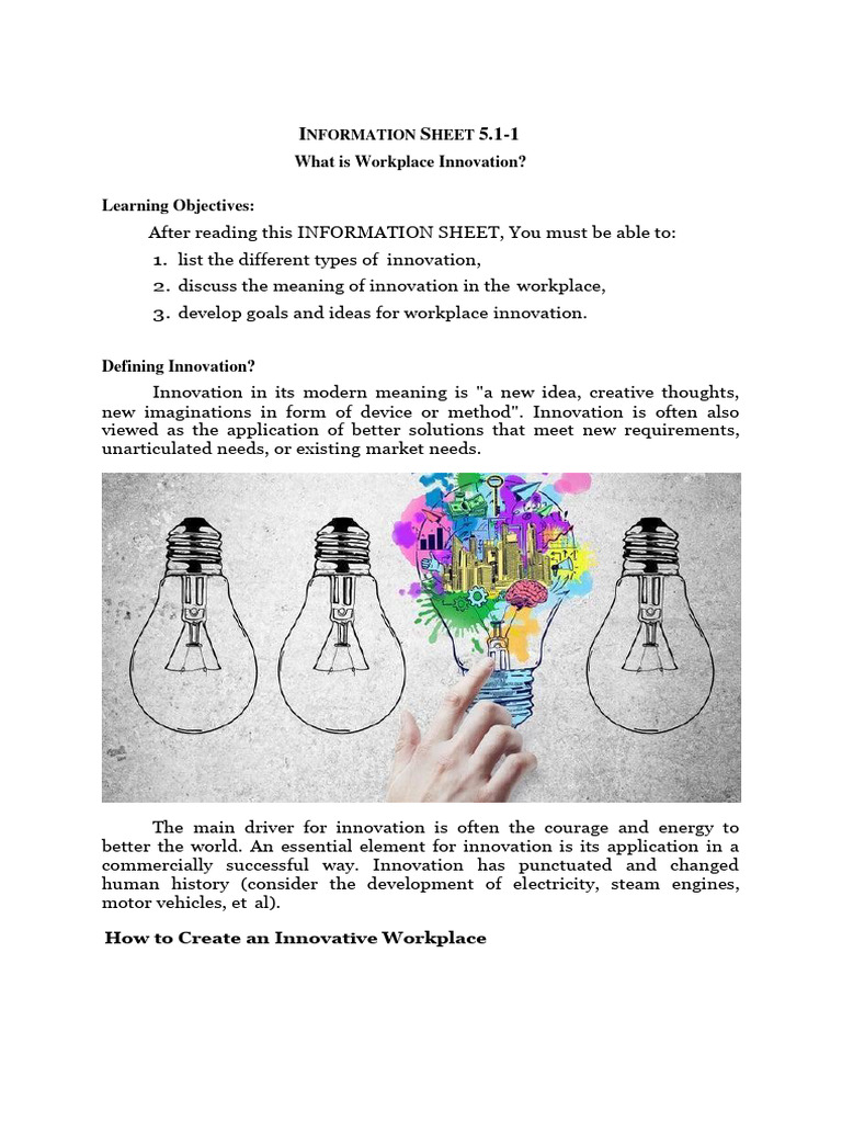 Contribute To Workplace Innovation | PDF | Innovation | Marketing