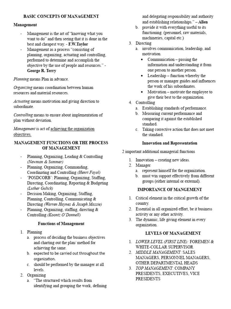 Basic Concepts of Management | PDF | Leadership | Business