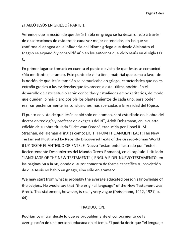¿Jesús Habló Griego o Arameo? | PDF | Evangelios | Lingüística