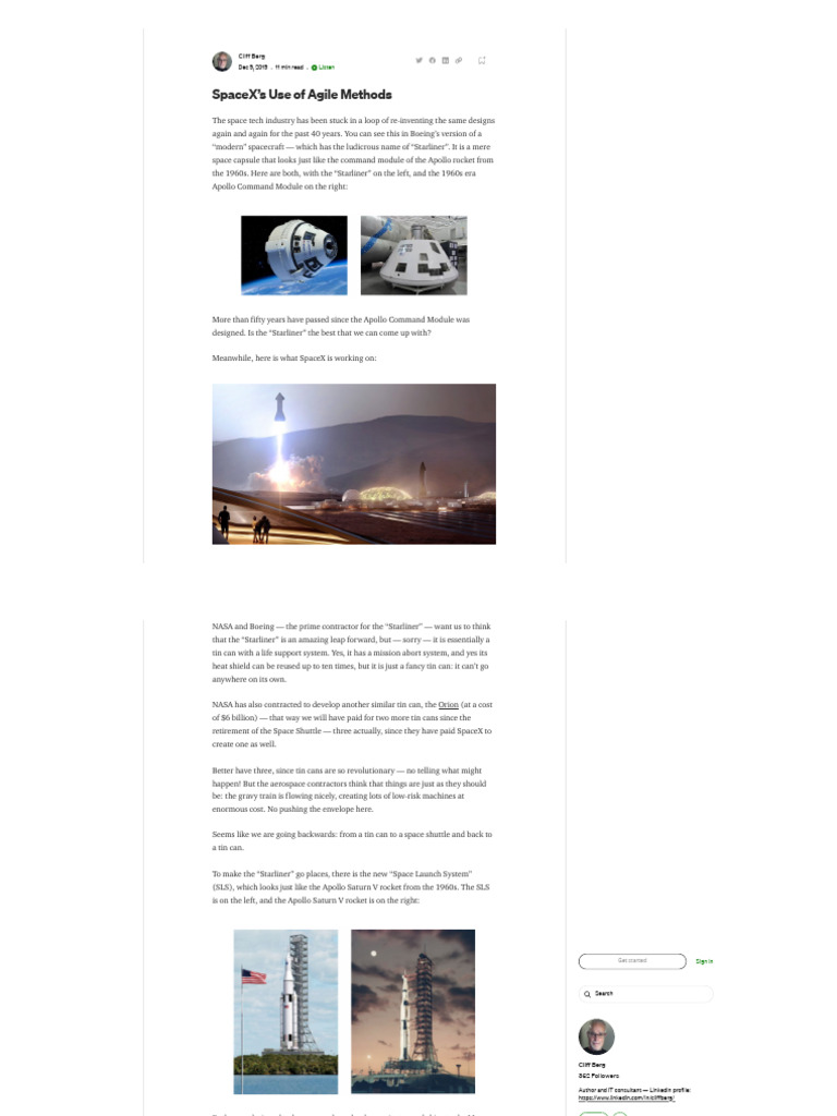 SpaceX's Use of Agile Methods. The Space Tech Industry Has Been Stuck - by Cliff Berg - Medium ...