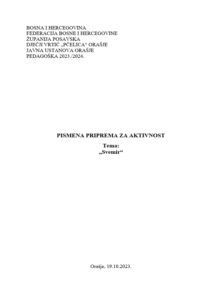 PISMENA PRIPREMA Zavrsna | PDF