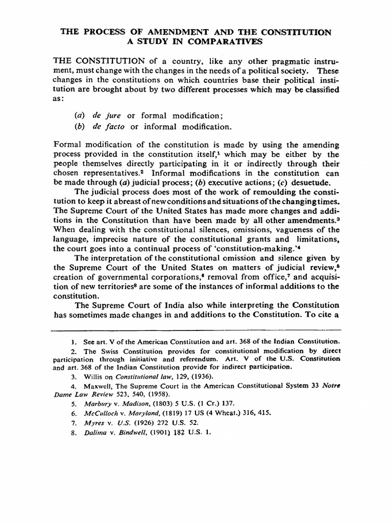026 - The Process of Amendment and The Constitution A Study in Comparatives (407-419) | PDF ...