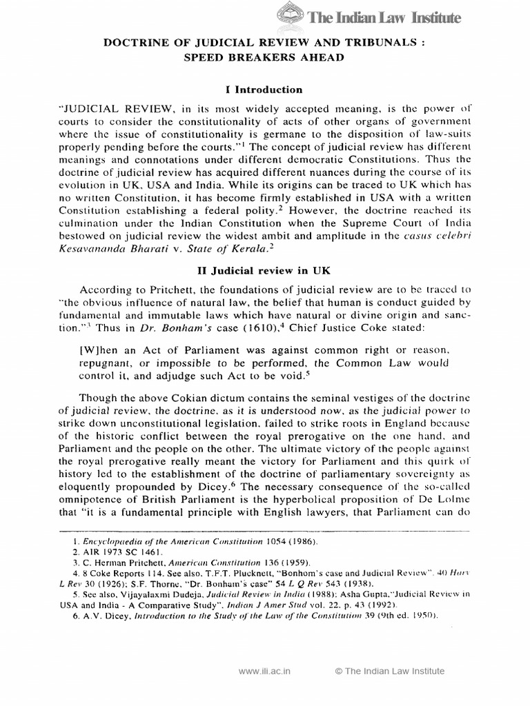 028 - Doctrine of Judicial Review and Tribunals - Speed Breakers Ahead (411-423) | PDF ...