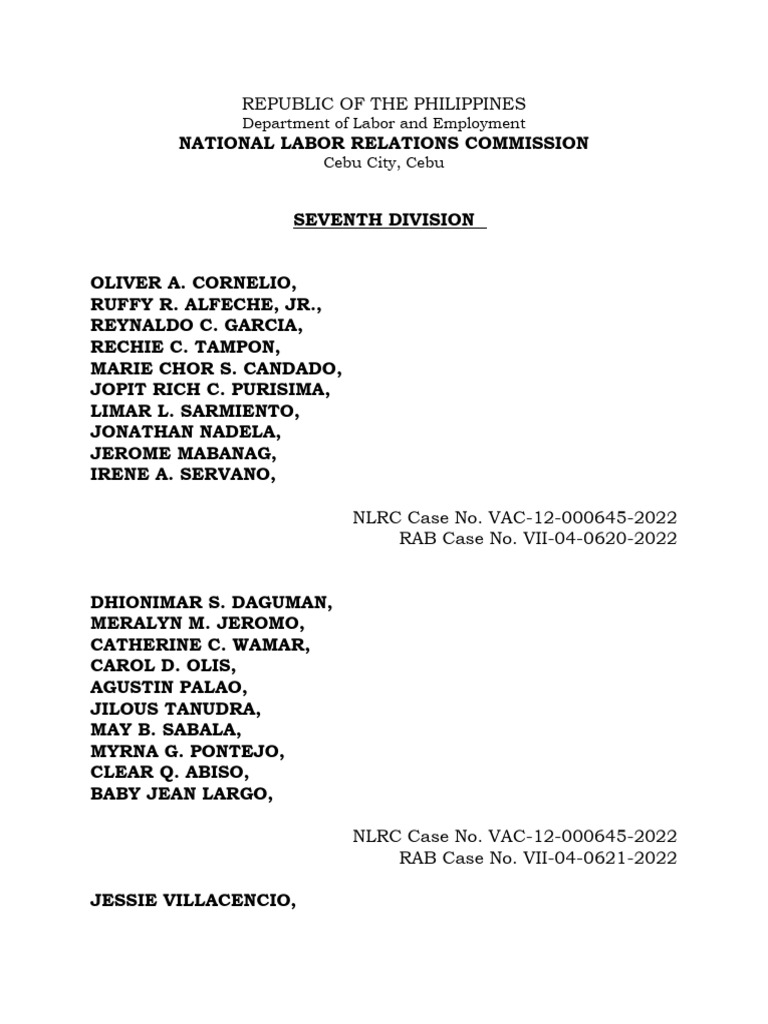 NLRC Cebu Compliance Manifestation | PDF | Civil Procedure | Conflict ...