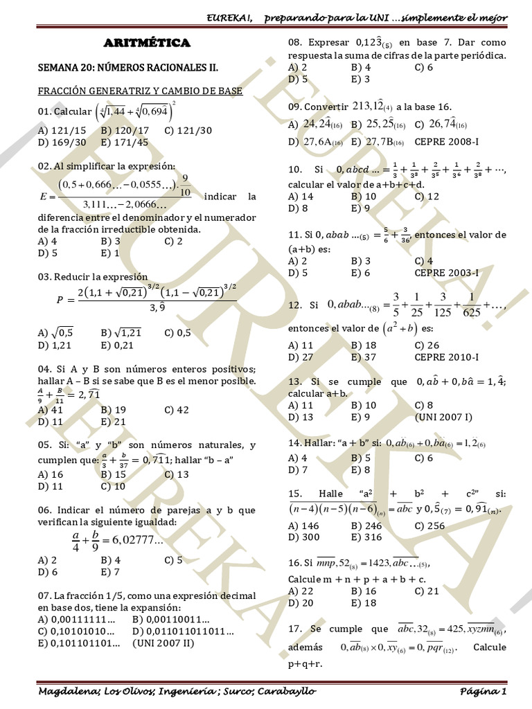 Aritmetica 20 Numeros Racionales II | PDF | Número Real | Número racional