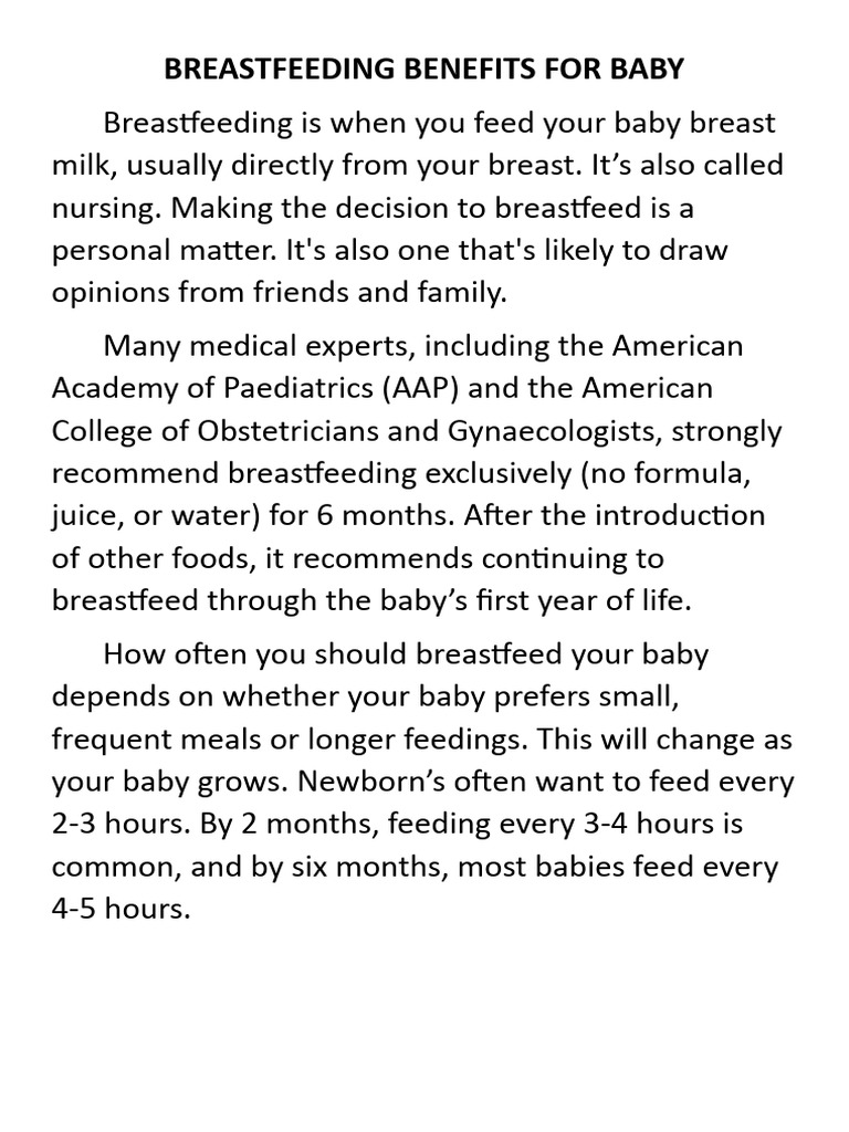 Benefits of Breastfeeding for Babies | PDF | Breastfeeding | Breast Milk