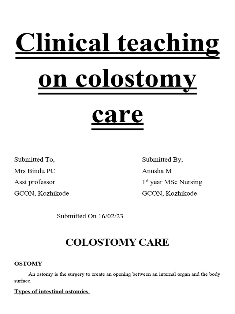 Ostomy | PDF | Gastrointestinal Tract | Clinical Medicine