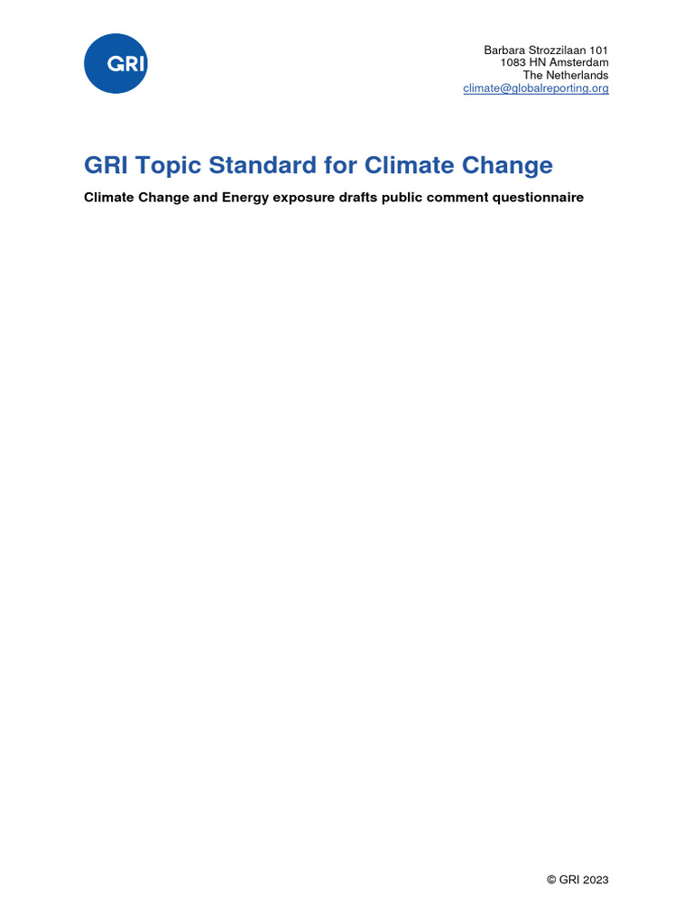 GRI Climate Change Standards Feedback Form | PDF | Climate Change ...