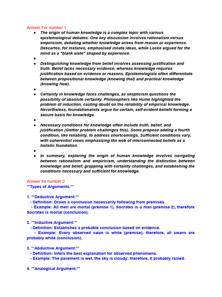 LOGIC ASSIGNMENT GROUP 4. @eyasubirhanu | PDF | Epistemology | Knowledge