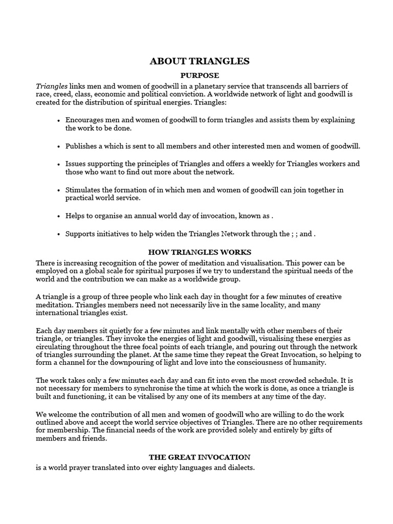 About Triangles - Lucis Trust | PDF | Religious Belief And Doctrine