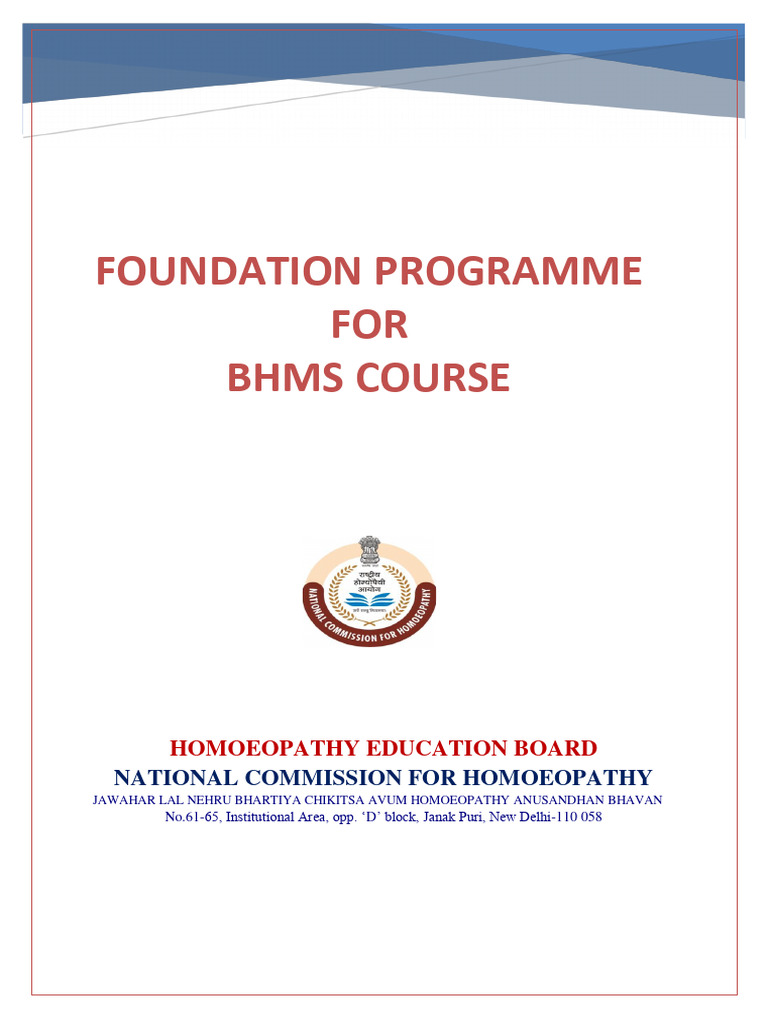 Foundation Course For Bhms | PDF | Social Equality | Homeopathy