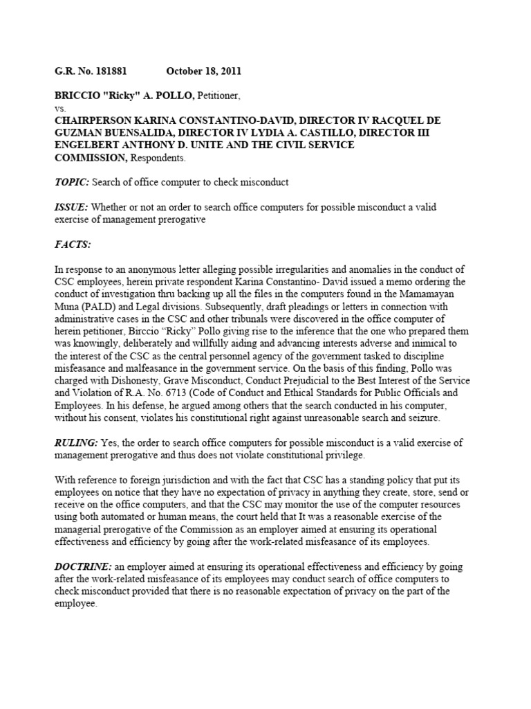 Pollo Vs Kara David Digested | PDF | Privacy | Justice