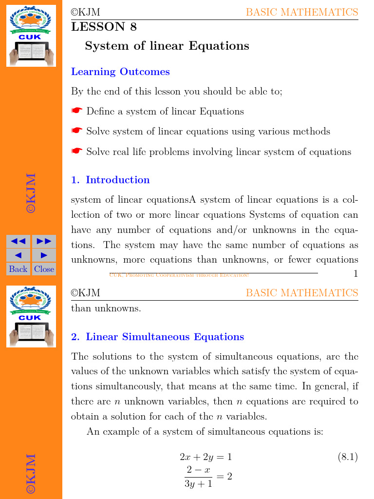 System of Linear Equations | PDF | Equations | System Of Linear Equations