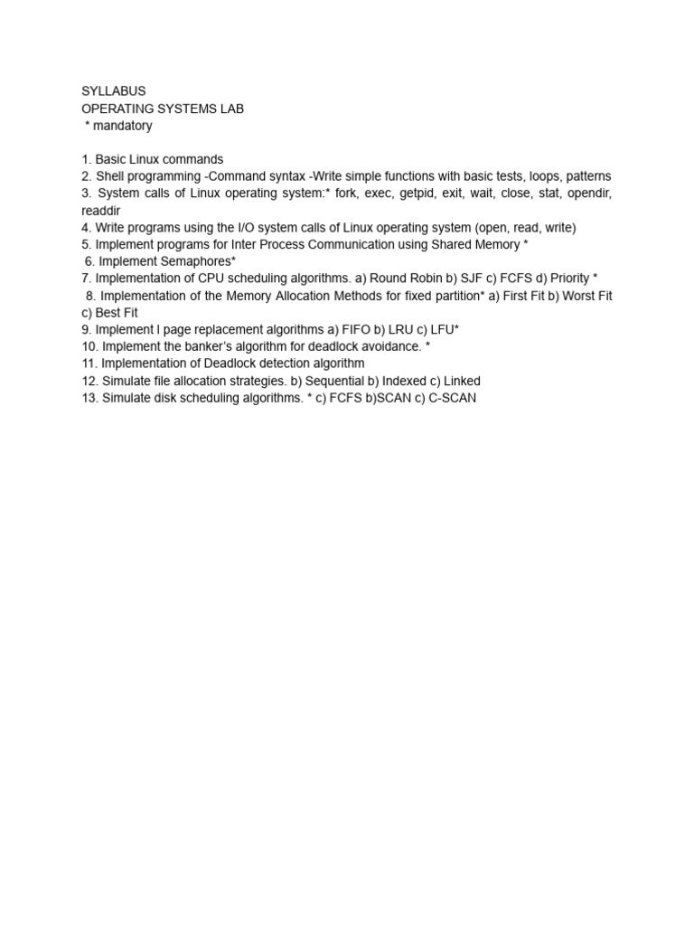 OS Lab Manual | PDF | Process (Computing) | Scheduling (Computing)
