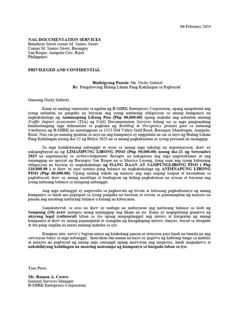 2nd Final Demand Letter Nicky Gabriel | PDF