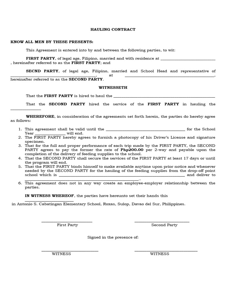 Hauling Contract | Download Free PDF | Consent | Government
