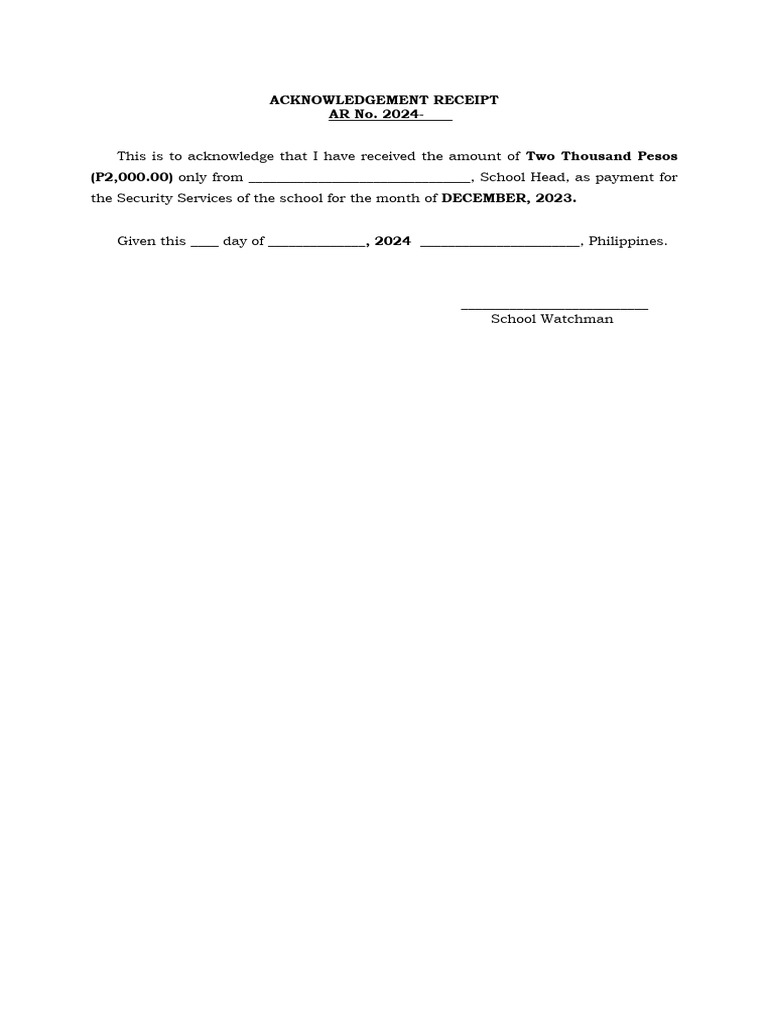 Acknowledgement Receipt | PDF