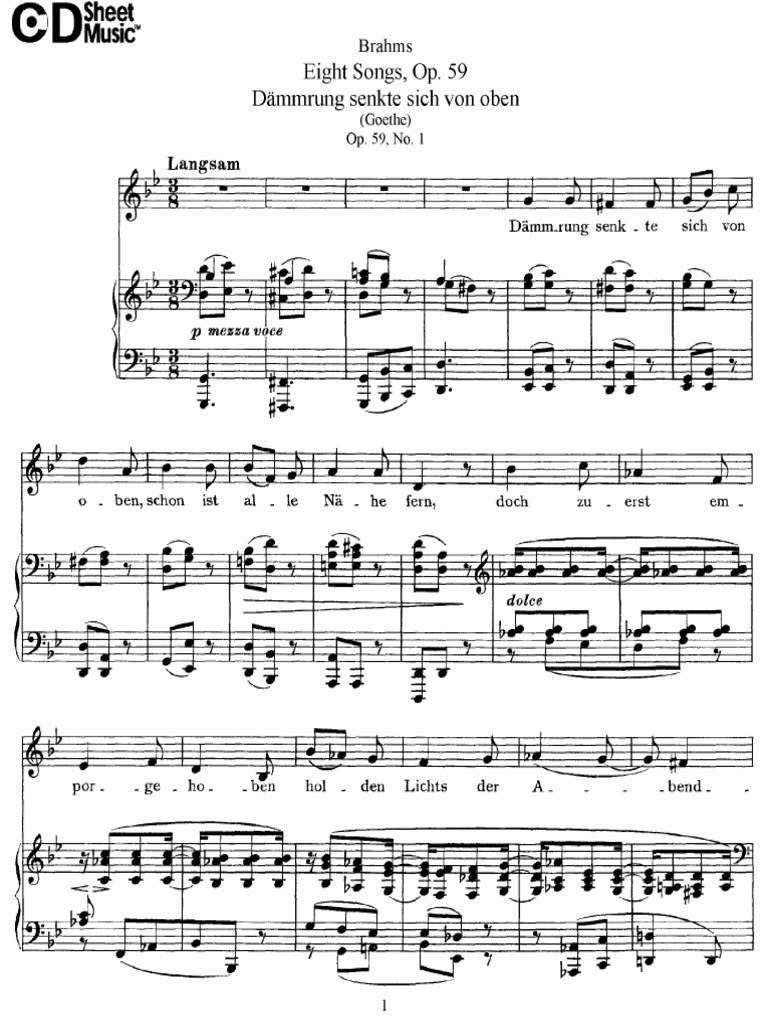 Brahms Eight Song Op59 | PDF