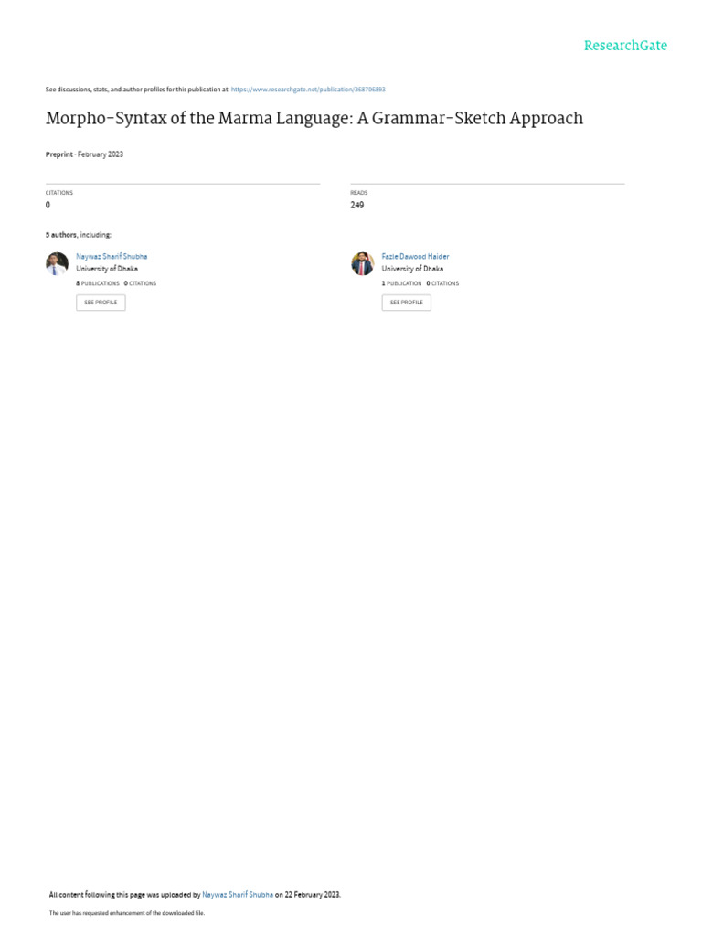 Marma MorphoSyntax | PDF | Linguistics | Human Communication