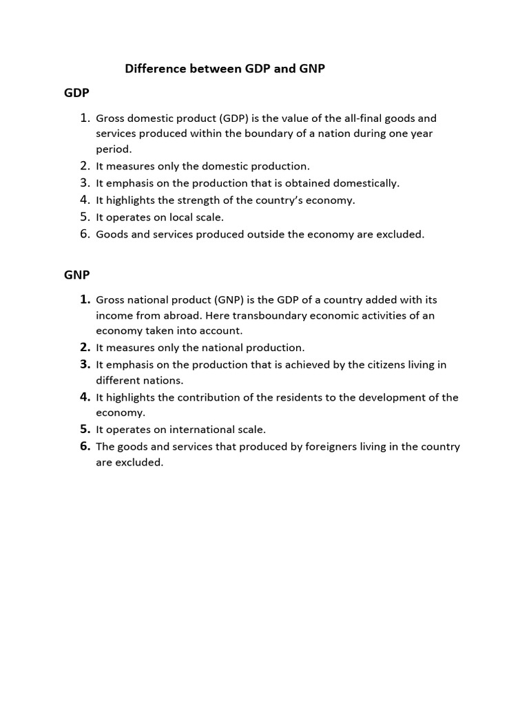 Difference Between GDP and GNP | PDF