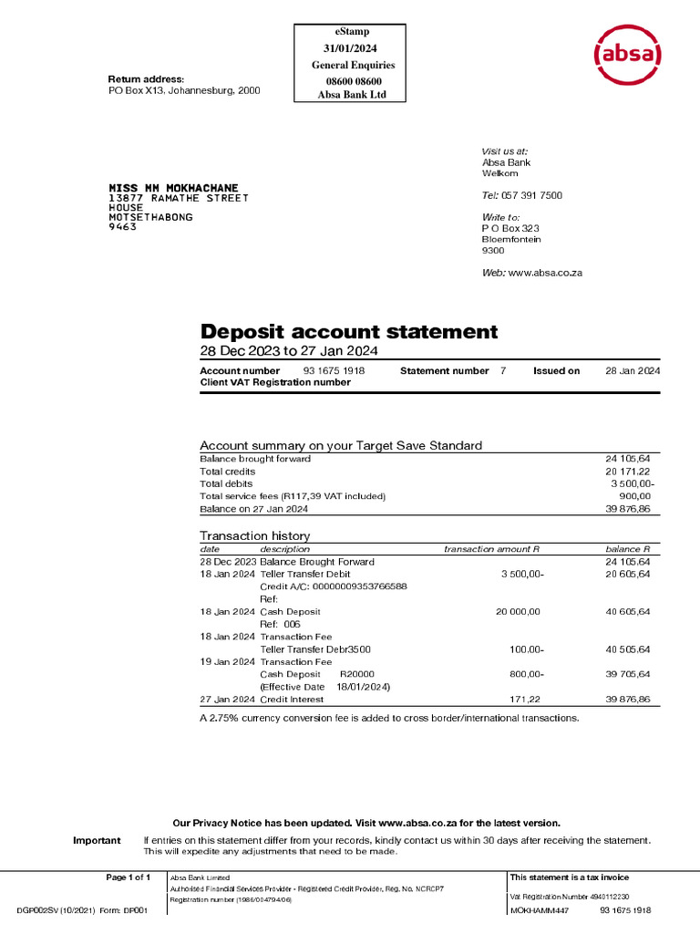 Bandhan Bank Statement Summary | PDF | Banks | Debits And Credits
