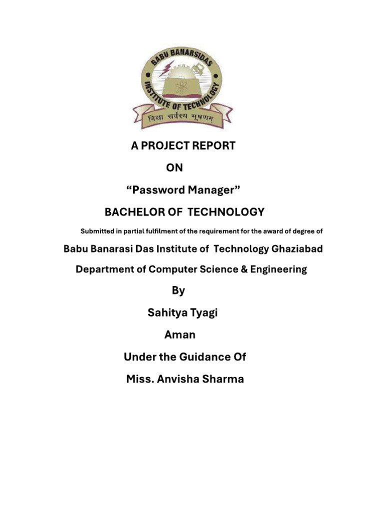 Password Manager Project Report | PDF