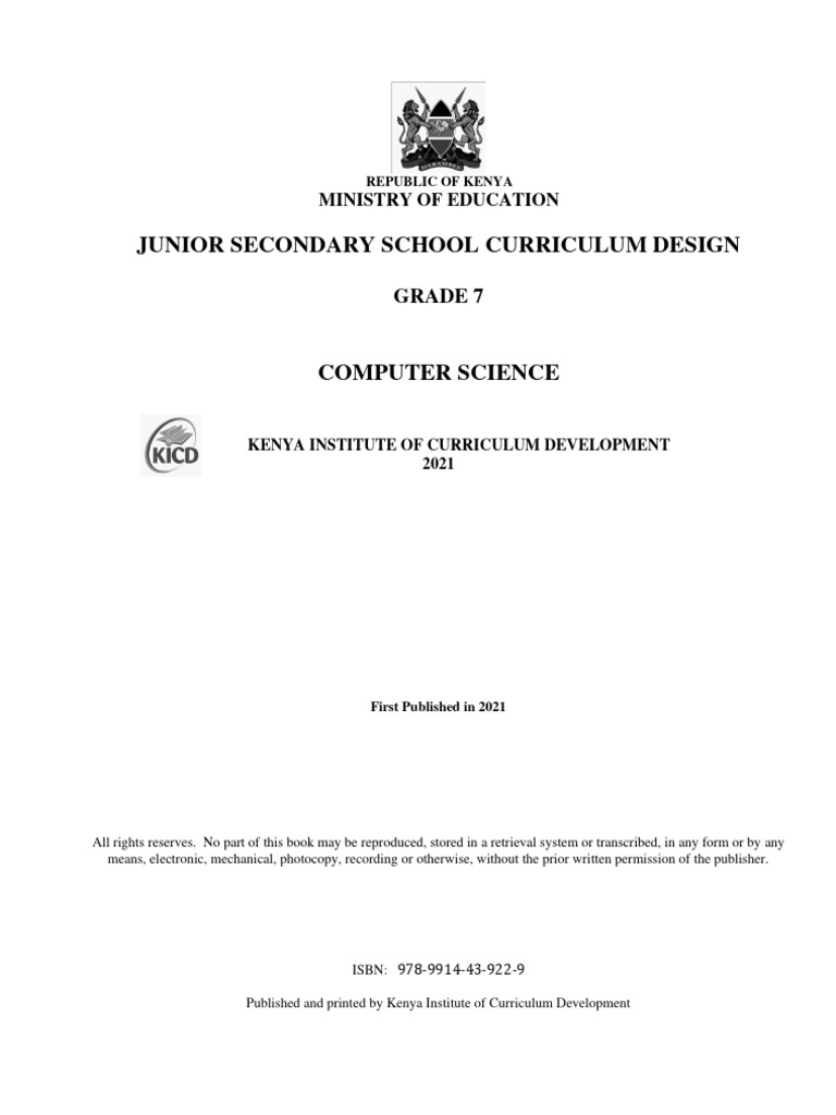 COMPUTER SCIENCE GRADE 7 DESIGNS 3rd JAN2022 | PDF | Curriculum | Learning