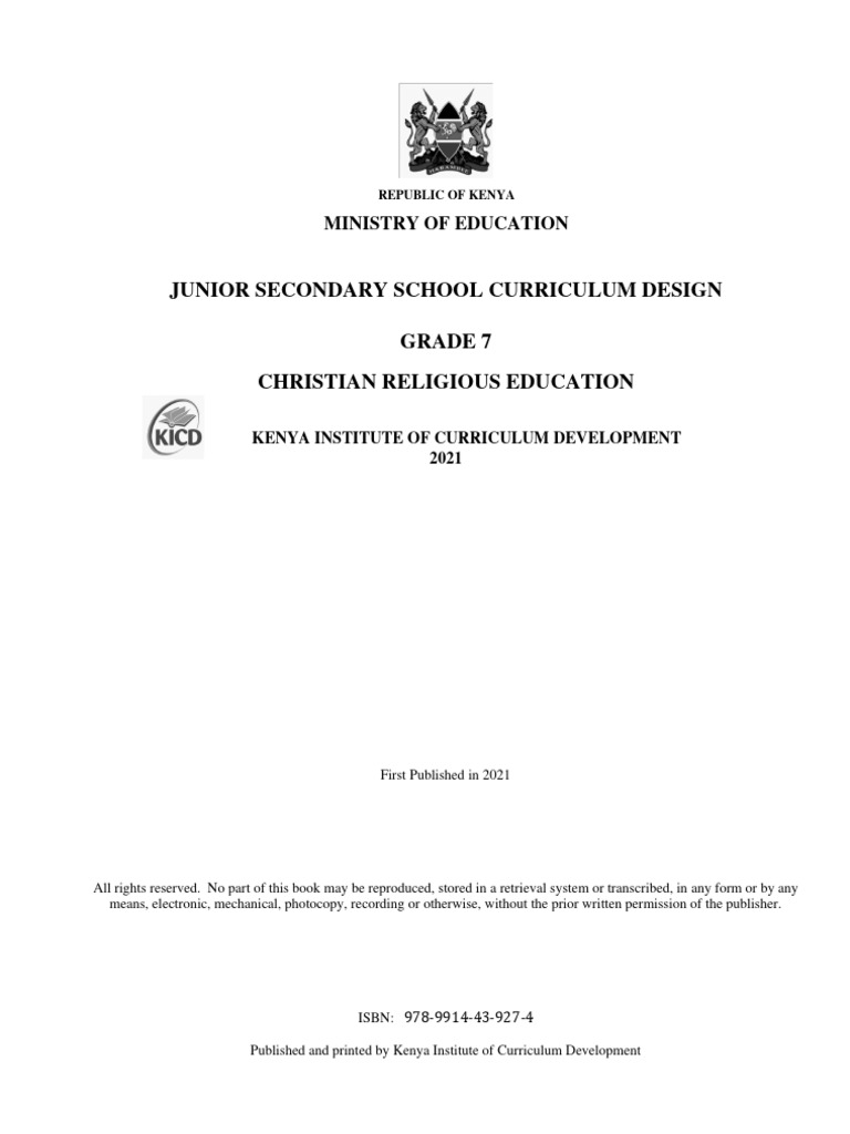 Cre Grade 7 Amended January 2022 | PDF | Learning | Curriculum