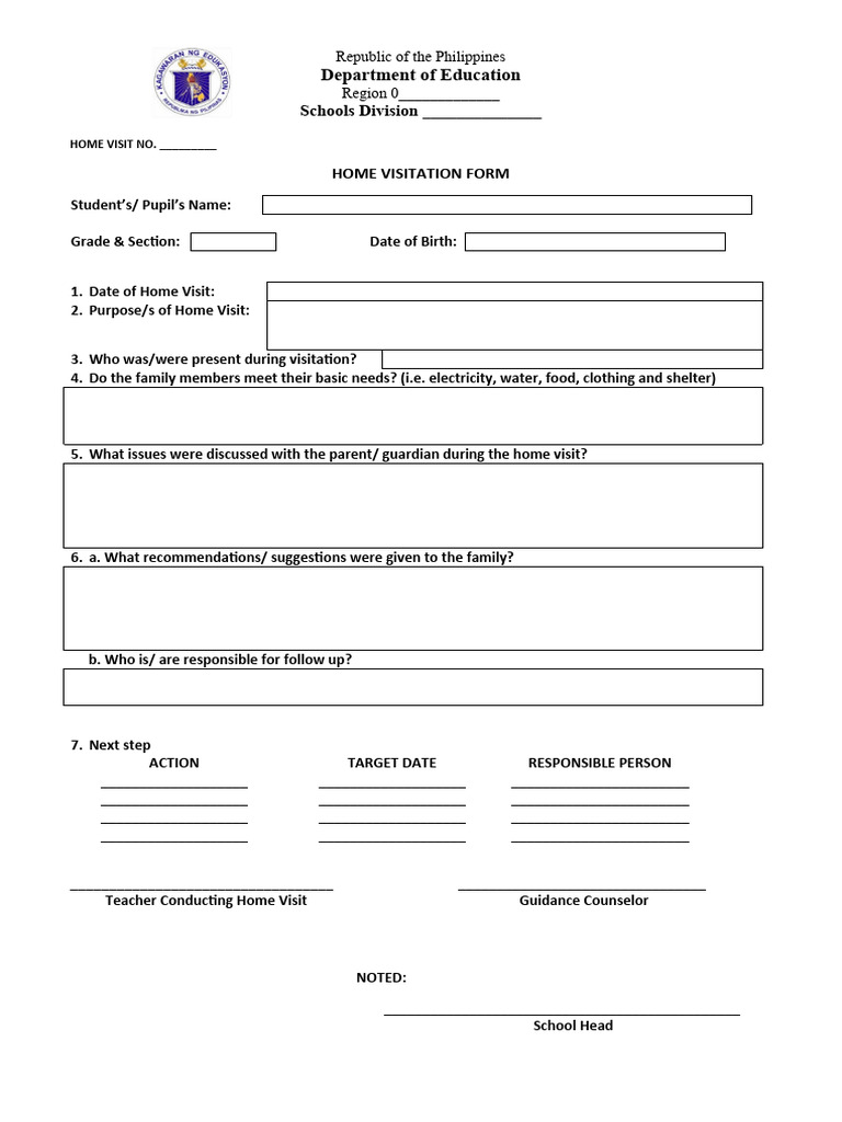 Home Visitation Form Template | PDF