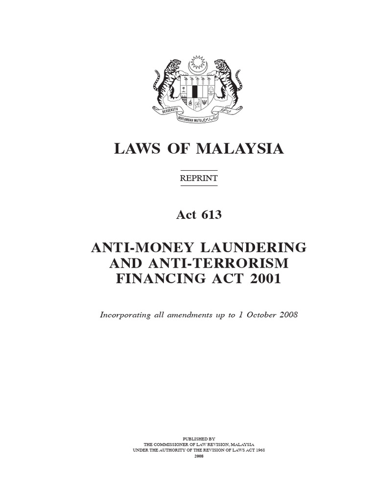 Anti-Money Laundering Act 2001 Malaysia | PDF | Money Laundering ...