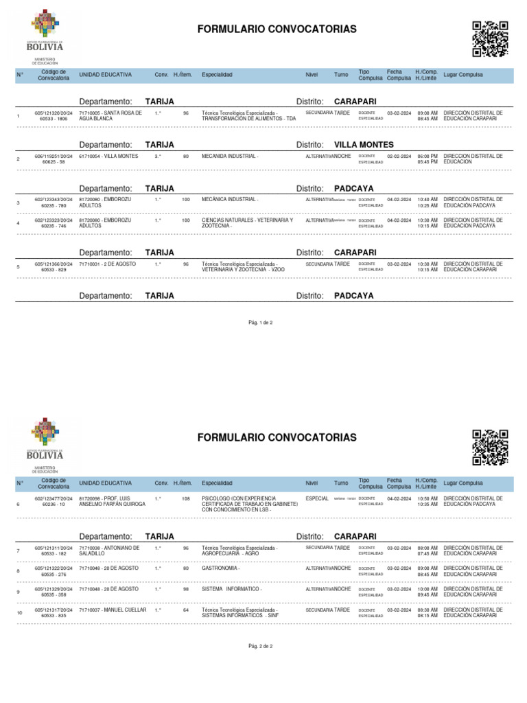 Compulsas TARIJA | PDF