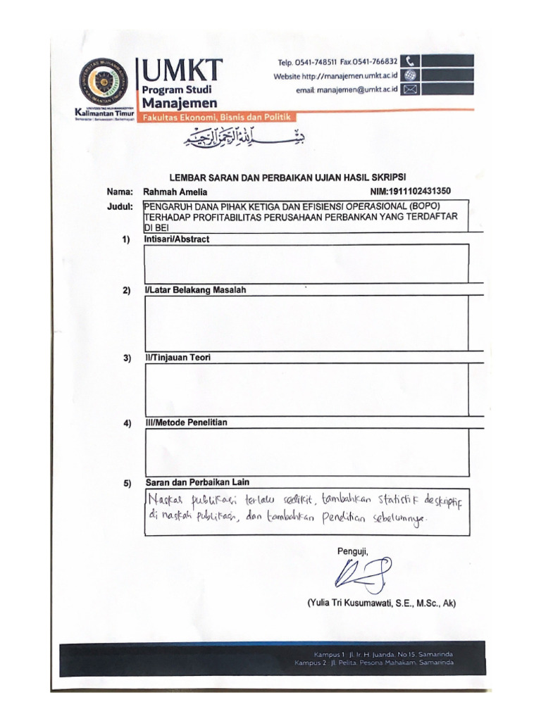 LBR Saran Skripsi Bu Yulia | PDF