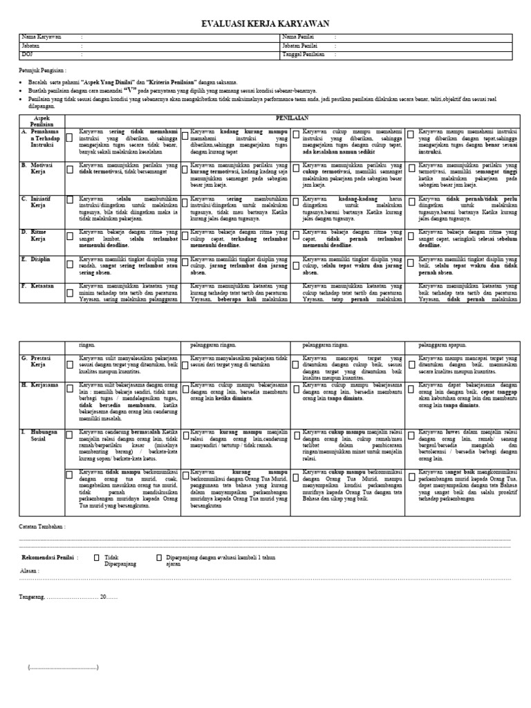 Evaluasi Kinerja Karyawan | PDF