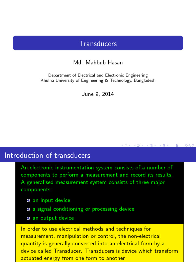 Lec1_3_transduces | PDF | Electrical Resistance And Conductance | Sensor