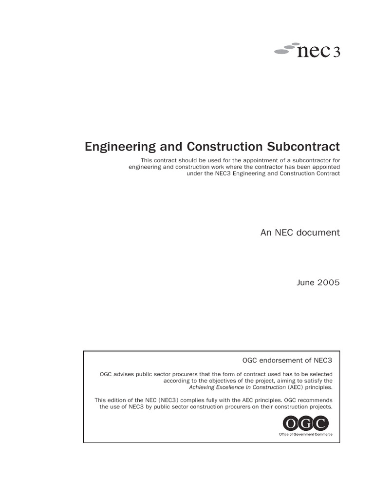 NEC Subcontract SuperSubs | PDF | Subcontractor | Business