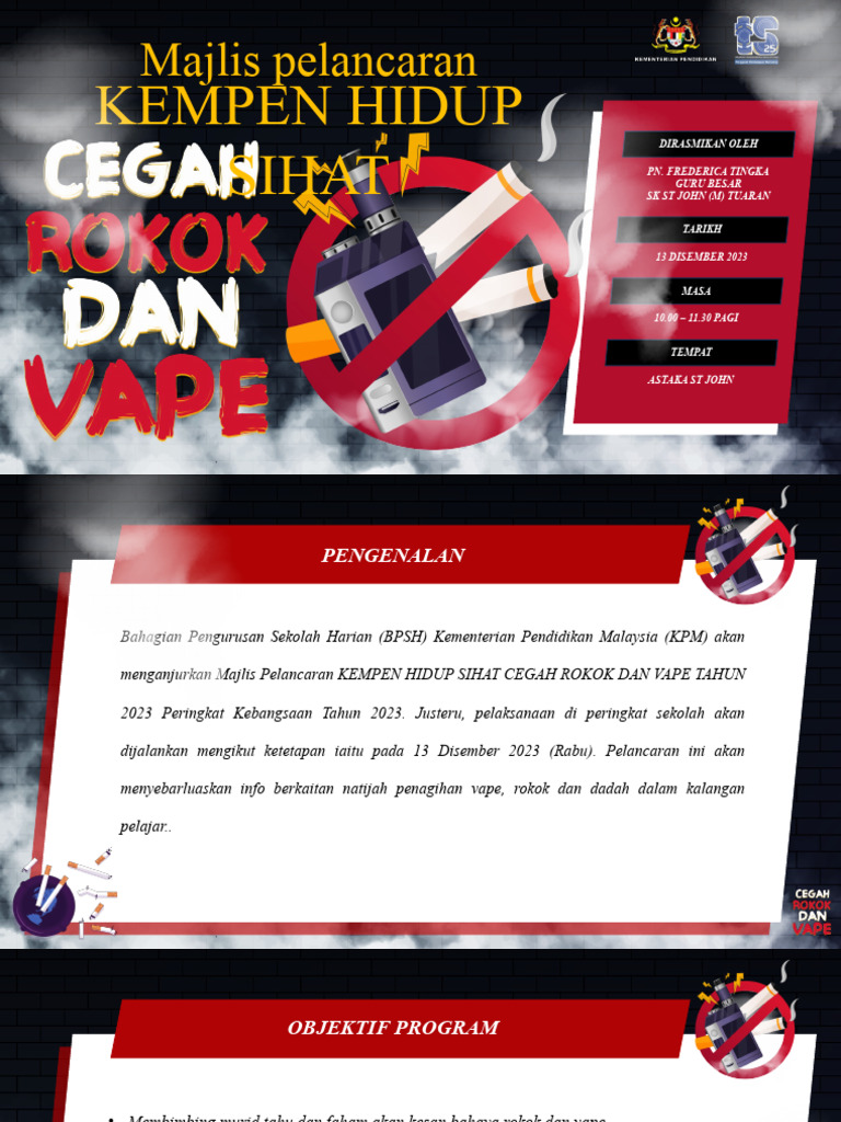Slide Cover Tanyangan Kempen Hidup Sihat,Cegah Rokok Dan Vape ...