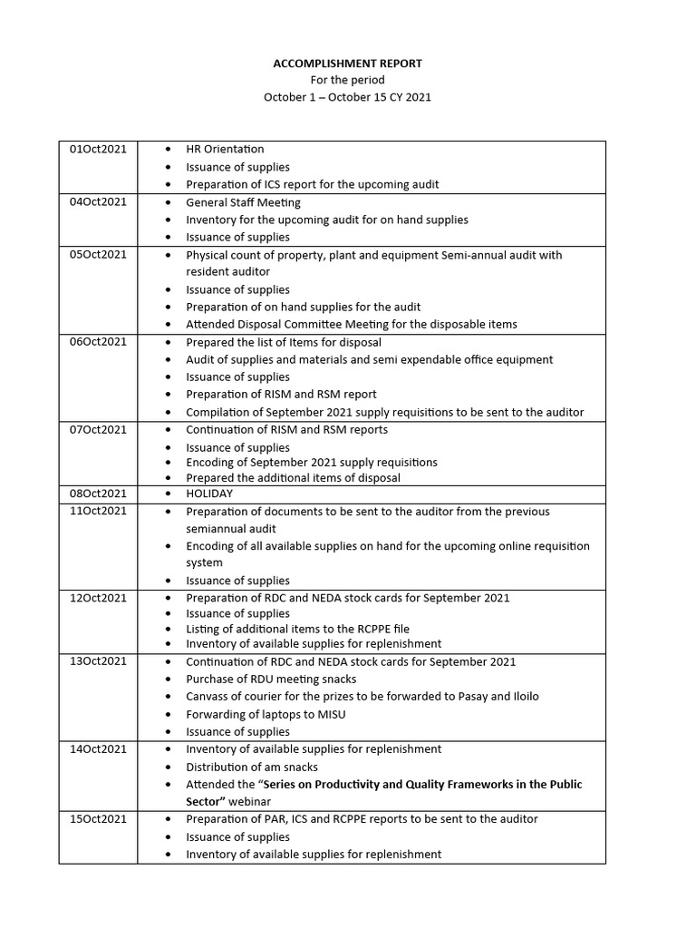 DFA Accomplishment Report 10011521 | PDF | Information Technology ...