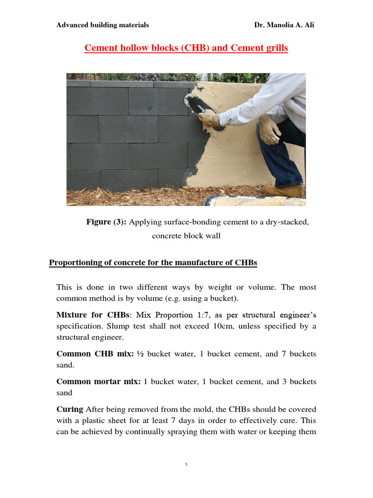 Cement Hollow Blocks (CHB) and Cement Grills | PDF | Concrete | Mortar ...