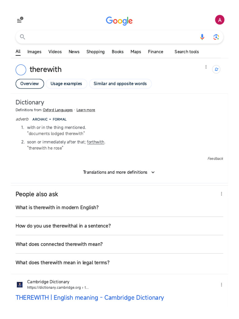 Therewith Meaning - Google Search | PDF | Dictionary | Definition
