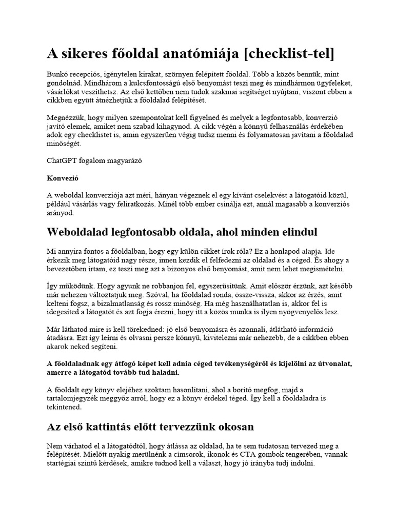 A Sikeres Főoldal Anatómiája | PDF