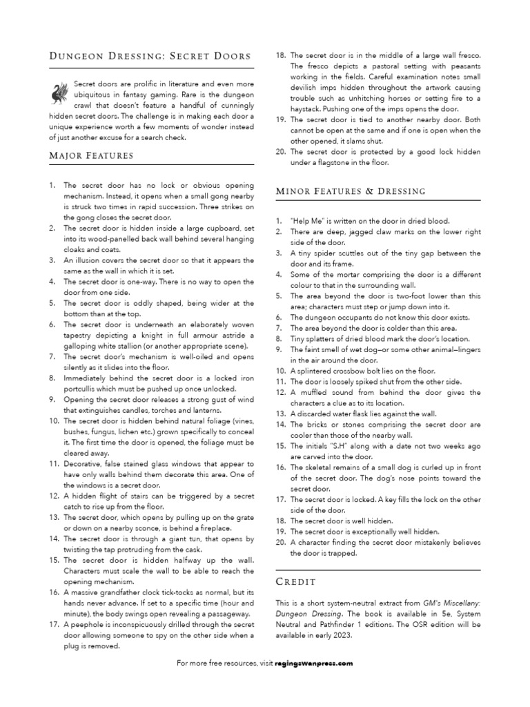 1P Dungeon Secret Doors | PDF | Door | Architectural Elements