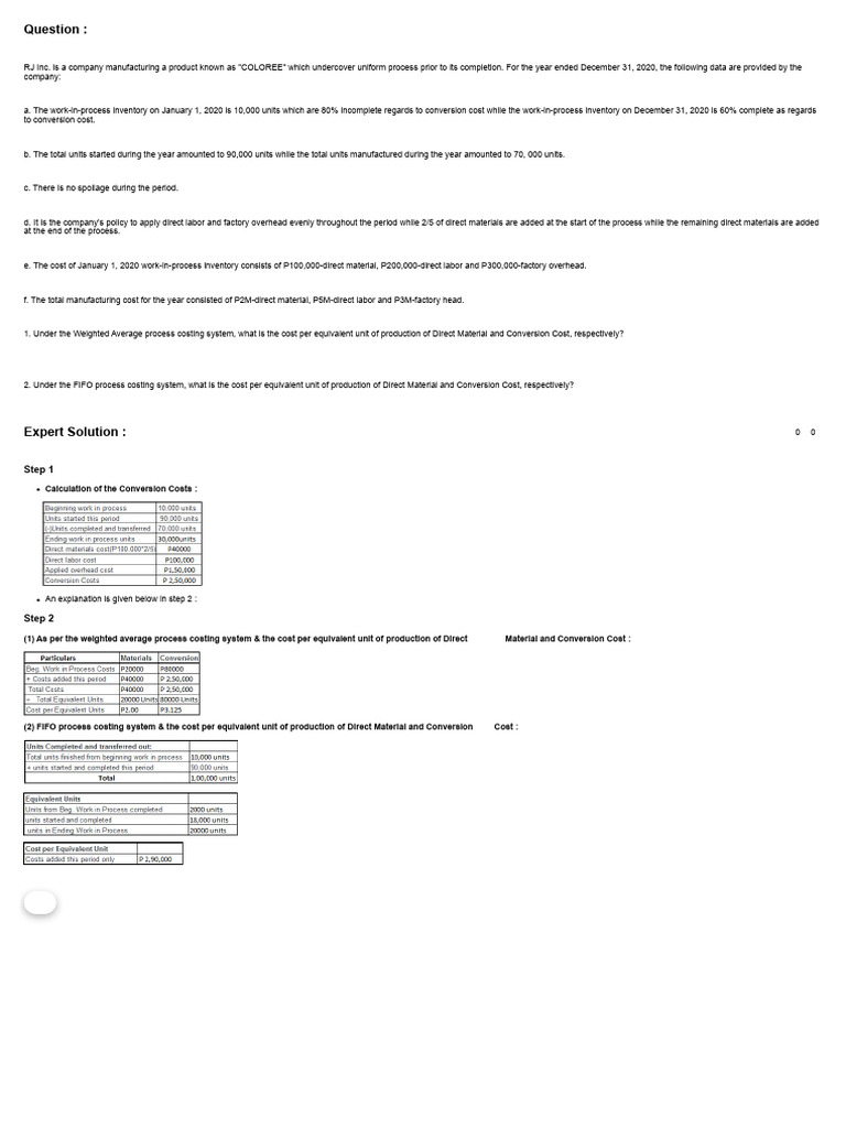 Problem 1 Process Costing | PDF | Computers | Technology & Engineering