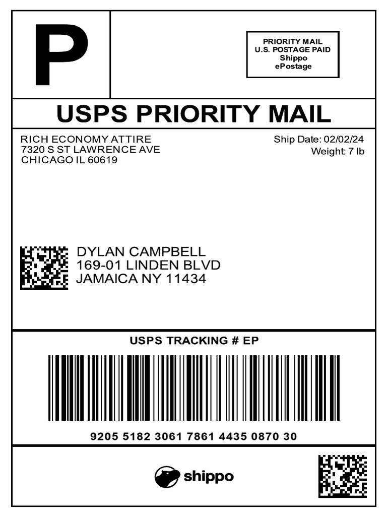 USPS Priority Mail Example New With Barcode Updated | PDF