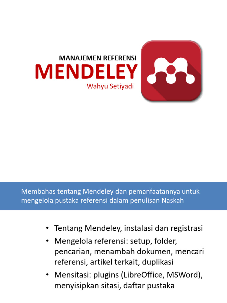 Manajemen Referensi Menggunakan Aplikasi Mendeley Wahyu S | PDF | Karier & Perkembangan | Komputer