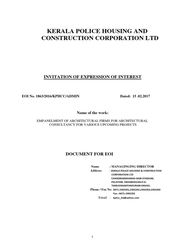 eoi | PDF | Architect | Specification (Technical Standard)